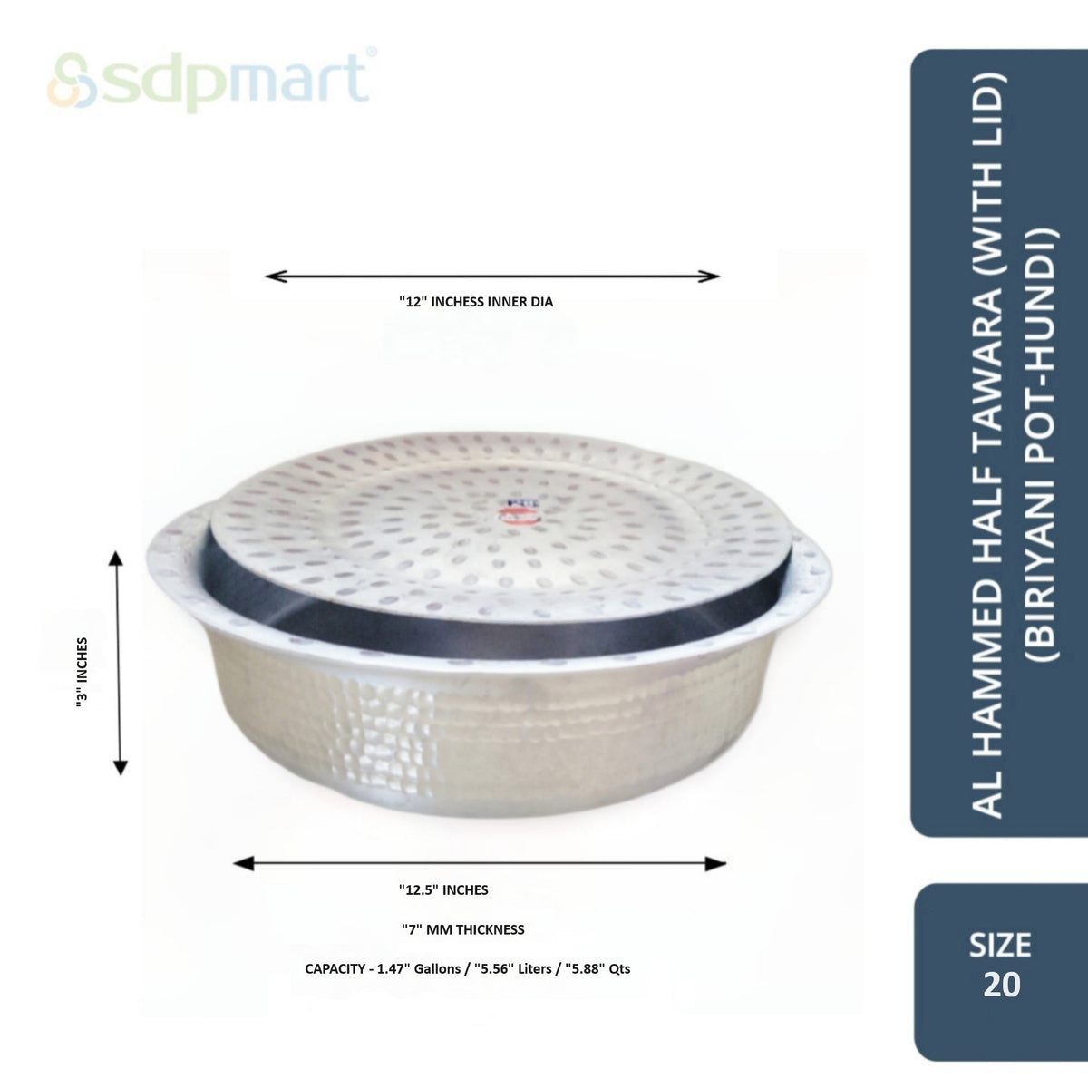 RENTAL - SDPMart Aluminum Hammed Half Tawara W-Lid - DAILY RATE ...