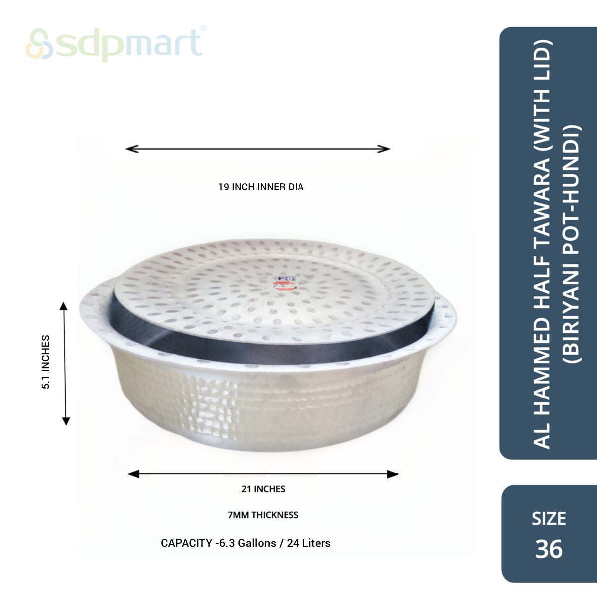 SDPMart Aluminum Hammed Half Tawara W-Lid (Biriyani Pot-Hundi) – Priyum ...