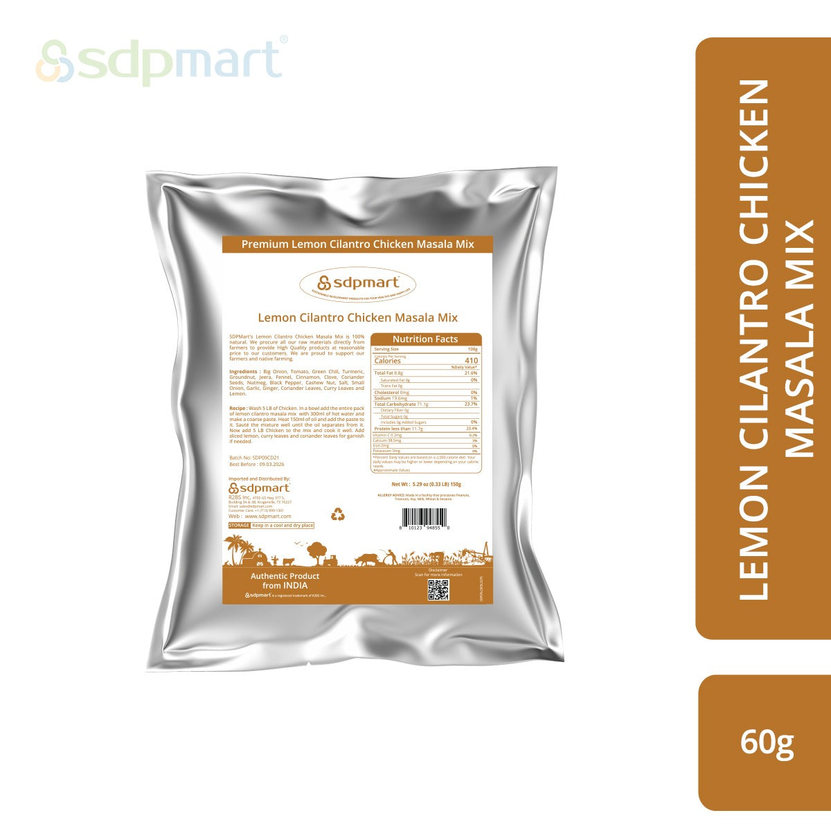 SDPMart Lemon Cilantro Chicken Masala mix for 2LB meat – Priyum ...